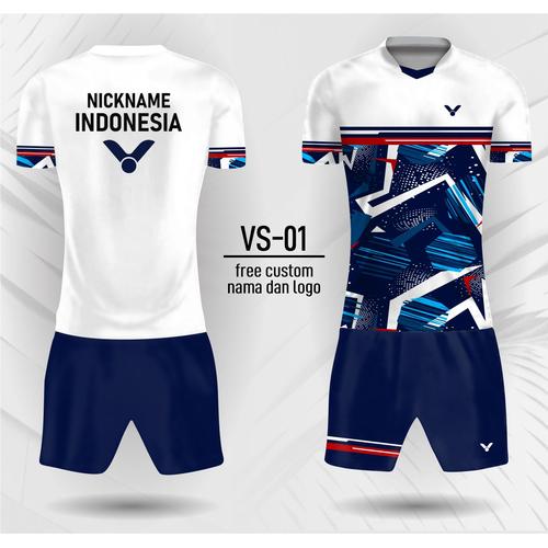 Jual jersey setelan bulu tangkis victor terbaru kaos badminton - Biru ...