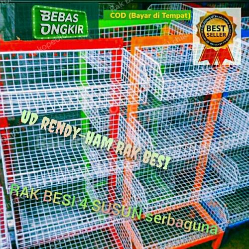 Jual rak chiki / rak snak / rak warung 4 susun murah - Merah, 120cm ...