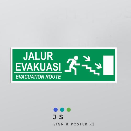 Jual STICKER K3 SAFETYSIGN - EVAKUASI TURUN TANGGA KANAN 2 BAHASA - S(30x10cm) - Kab. Malang ...