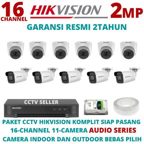 Promo PAKET CCTV HIKVISION AUDIO SERIES 16 CHANNEL 11 CAMERA 2MP ...