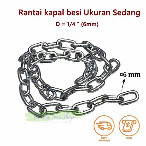 Jual Rantai besi anti karat Rantai kapal meteran Ukuran 1/4 /6mm Panj 1 ...