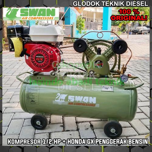 Jual Kompresor Swan 1 HP + HONDA Penggerak Bensin 1 HP Air Compressor ...