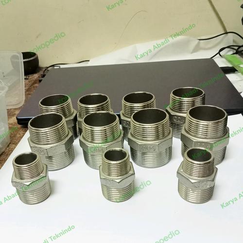 Jual Hex Nepel / Double Nepel Reducer Stainless SS304 drat 1/2" x 1/4"inch - Jakarta Barat ...