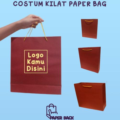 Jual Paperbag Merah Custom Logo Olshop / Paper Bag Merah Cetak Nama ...