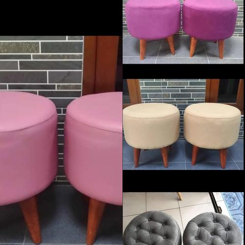 Jual Sofa Bulat Stool Minimalis |Sofa Stool Bludru Polos-Kancing ...
