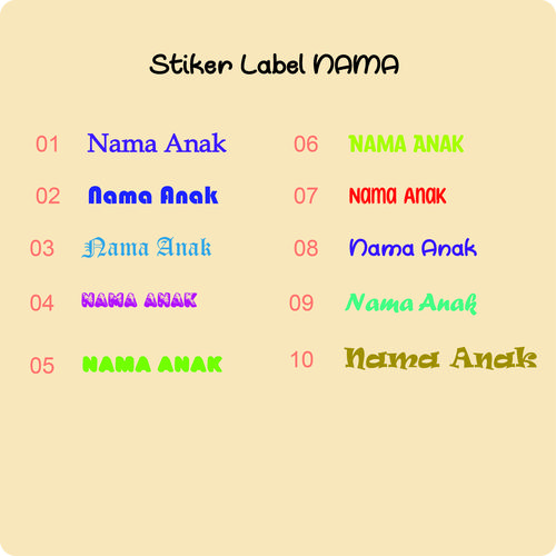 Jual Mitsustore Label stiker / stiker nama anak custom waterproof ...