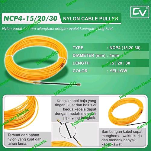 Jual nylon cable puller tarikan kabel instalasi panjang 15/20/30 meter ...