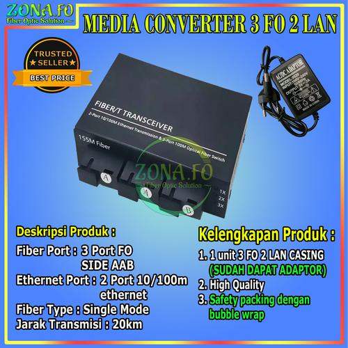 Jual Media Converter 3 Port FO 2 Port LAN / Switch Fiber 3 FO 2 LAN - ABB - Kota Tangerang ...