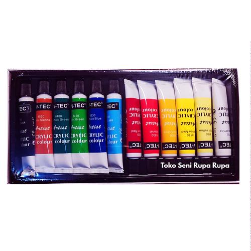 Jual Cat Akrilik 12 warna + 1 buah kuas, Cat Lukis, Cat Acrylic ...