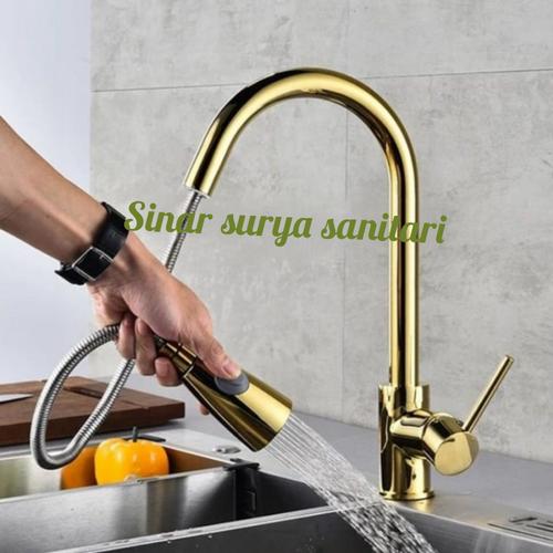 Jual Kran sink tarik Gold stainless panas dingin / keran kitchen sink ...