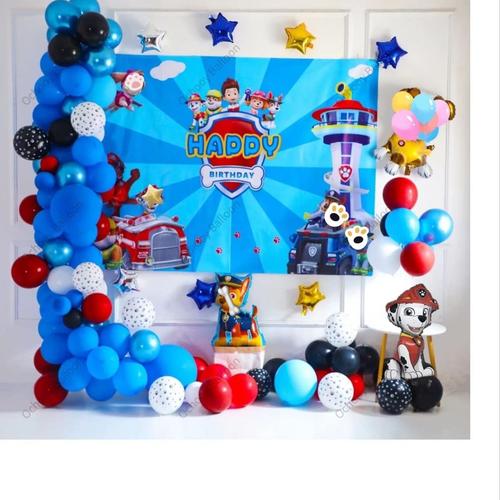 Jual garland balon set biru merah hitam paw patrol 77 pcs birthday kid ...