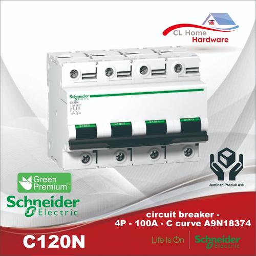 Jual MCB 4P 100A C120N 4 Phase 100 Ampere 10KA Schneider A9N18374 ...