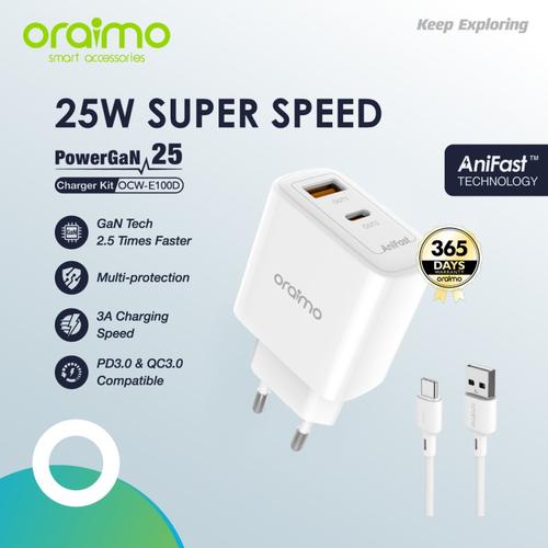 Jual ORAIMO OCW-E100D POWERGAN 25W SUPER SPEED FAST CHARGER FREE KBL TYPE-C - Kota Semarang ...