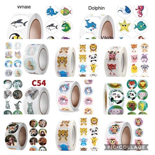 Jual stiker bulat, stiker label tema hewan 100 dan 500 pcs , stiker ...