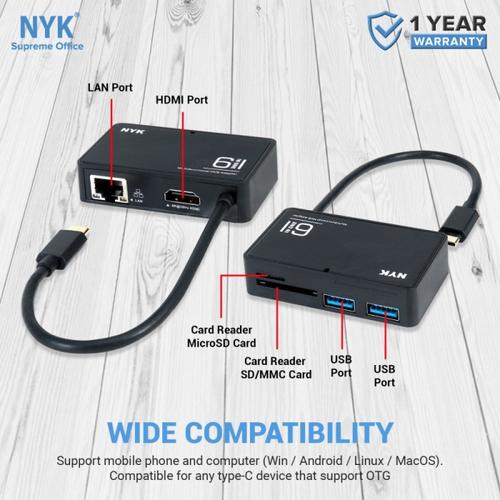 Jual USB Type C 6 in 1 adapter HUB Connector to HDMI card Reader ...