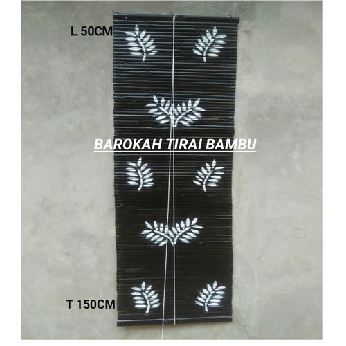 Jual Kirai bambu jendela tirai bambu gulung motif daun bunga putih ...