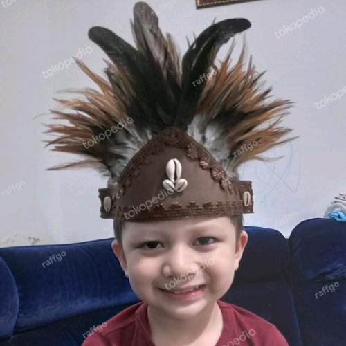 Jual topi adat papua / topi bulu ayam papua/ topi tari anak - kepala ...