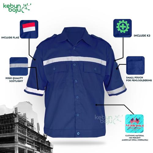 Jual Wearpack Safety Baju Proyek Project K3 Lengan Pendek 7 warna biru ...