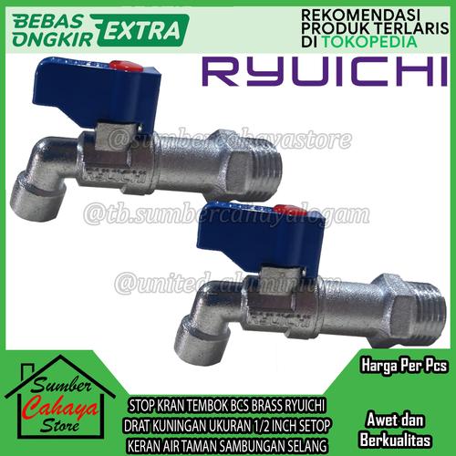 Jual STOP KRAN TEMBOK RYUICHI DRAT KUNINGAN UKURAN 1/2 INCH SETOP KERAN ...