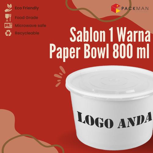 Jual PAPER BOWL SABLON 1 WARNA 800 ML + TUTUP - paperbowl 800ml, Min ...