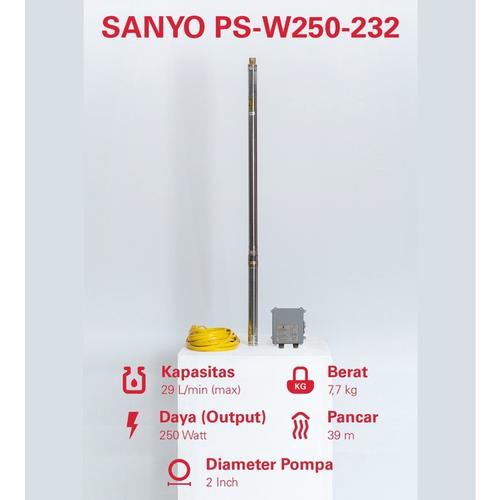 Jual Pompa Air SANYO PSW 250-232 0,33hp + kabel 30m | submersible 250 ...
