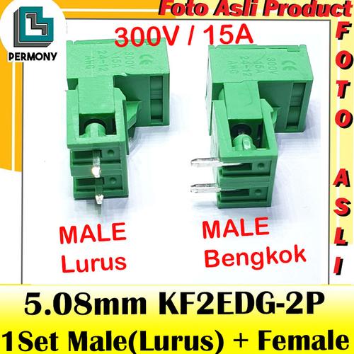 Jual Terminal blok 2pin 5.08mm elbow kf2edg-2p pcb connector 1 Set ...