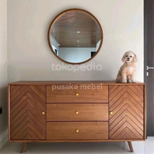 Jual meja bufet buffet cabinet drawer minimalis kayu jati, credenza tv ...