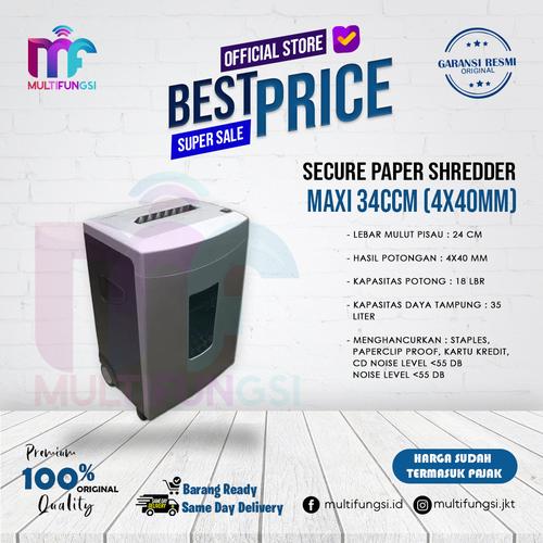 Promo Secure Maxi 34-CCM Paper Shredder(4x40mm)Mesin Penghancur Kertas ...