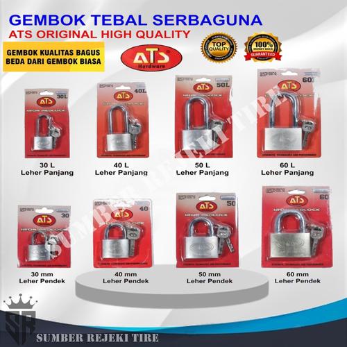 Jual KUNCI GEMBOK PADLOCK ATS 30 40 50 60 MM LEHER PENDEK / PANJANG ...