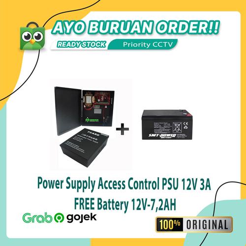 Jual Power Supply Access Control PSU 12V 3A M.K80 FREE Battery 12V-7,2AH - Garansi 3Bulan ...