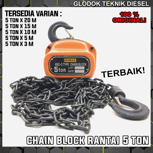 Jual Chain Block Takel Katrol Lifting Barang 5 Ton x 20 15 10 5 3 Meter ...
