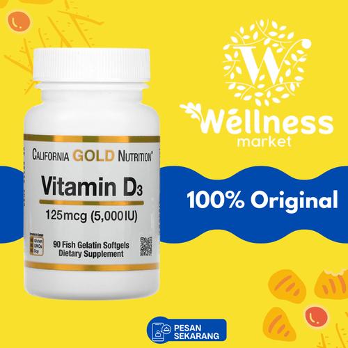 Jual California Gold Nutrition Vitamin D3 125 mcg 5000 IU 90 Fish ...