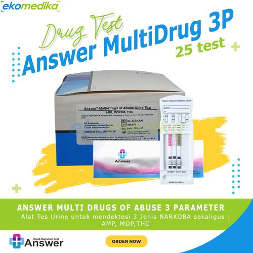 Jual Answer Multi Drug of abuse Urine Test (AMP/MOP/THC) / Test Narkoba ...