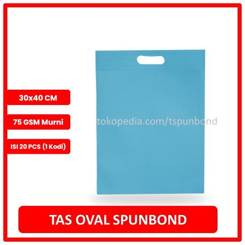 Jual Goodie Bag Spunbond Oval ukuran 30x40 Kodian - Warna Biru Muda ...
