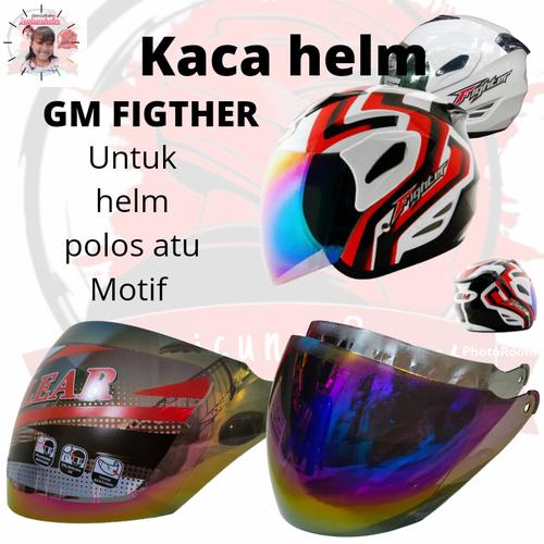 Jual kaca helm GM fighter half face pelangi silver smoke bening visor ...