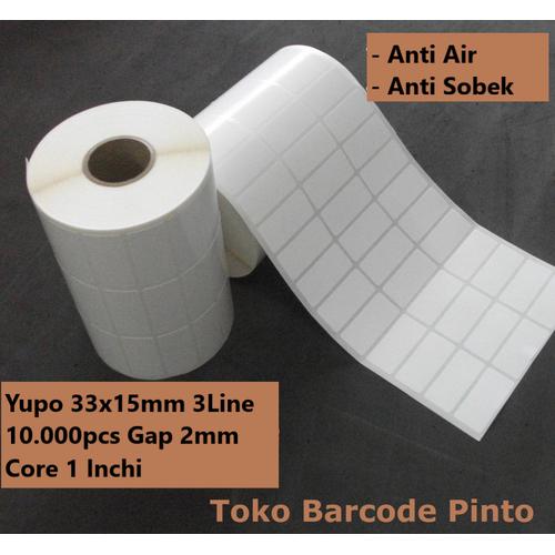 Jual Yupo 33x15mm 3Line 10.000pcs Gap 2mm Core 1 Inchi / Label Barcode ...