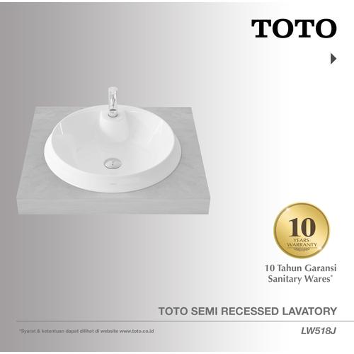 Promo TOTO Semi Recessed Counter Lavatory 1 Tap Hole / Wastafel LW518J ...