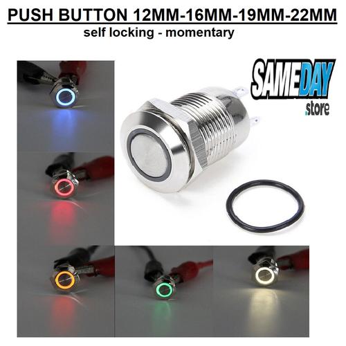 Jual Saklar On Off Stainless Push Button Momentary Switch 12MM 12V LED ...