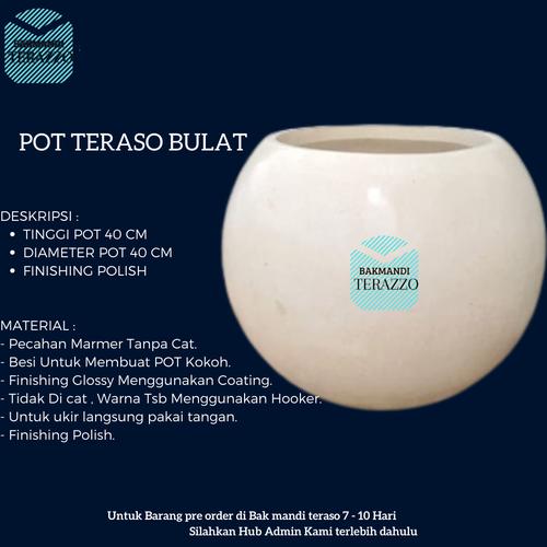 Jual Pot Taman Terazzo Bola Cantik Diameter 40 pot teraso putih ...