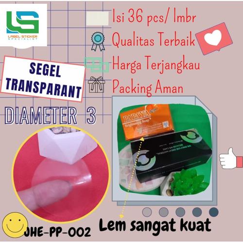 Jual STICKER SEGEL BULAT 3X3 CM, STICKER POLOS TRANSPARAN 3X3 CM ...