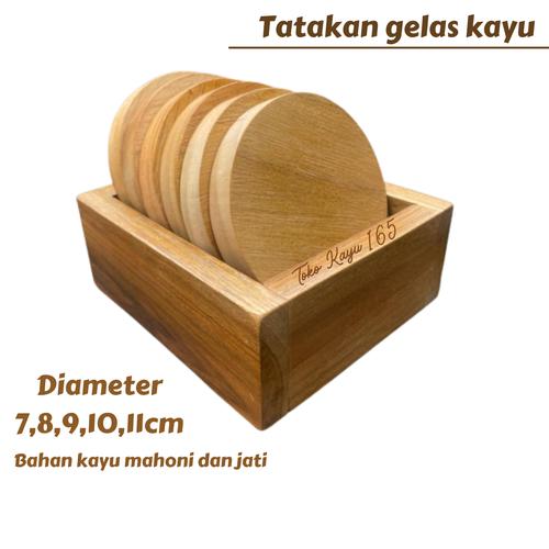 Jual Tatakan Gelas Kayu Alami Bentuk Bulat - Wooden Coaster Bisa Grafir ...