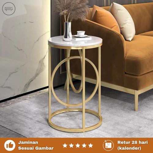 Jual Meja Tamu Sudut Minimalis - Side Table Besi dan Marmer Modern ...