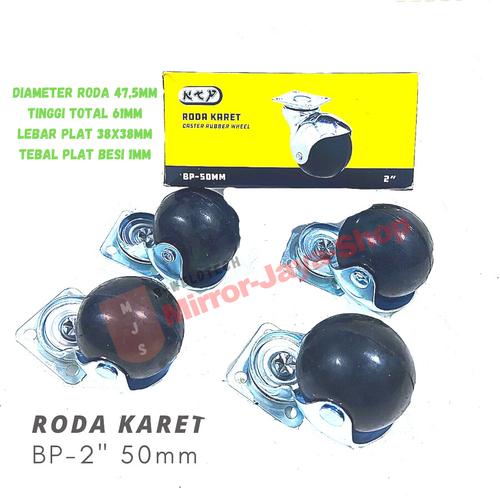 Jual Roda Karet Bulat 2 inci Roda Meja 2 inci Roda Caster 2" (1 set 4 ...