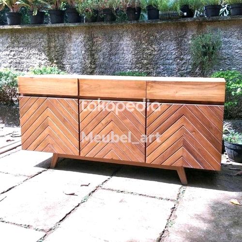 Jual meja buffet cabinet drawer kayu jati, bufet tv minimalis kayu jati ...
