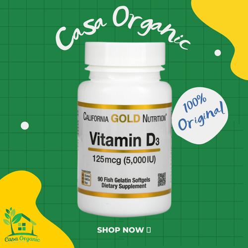Jual California Gold Nutrition Vitamin D3 125 mcg 5000 IU 90 Fish READY ...