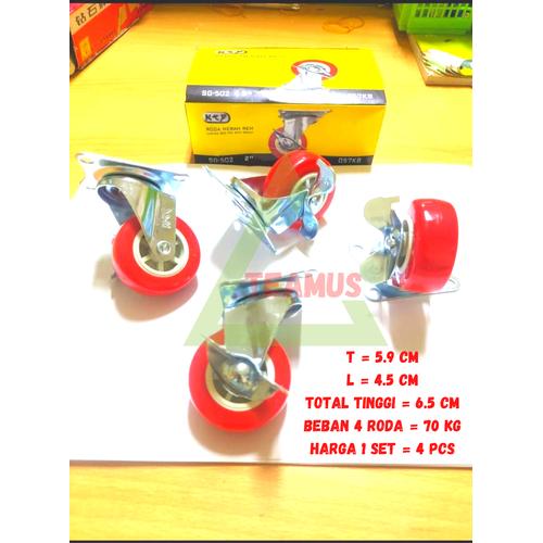 Jual Roda Caster 2 inci Tipe REM Roda PVC RED Roda Troley Caster 2 ...