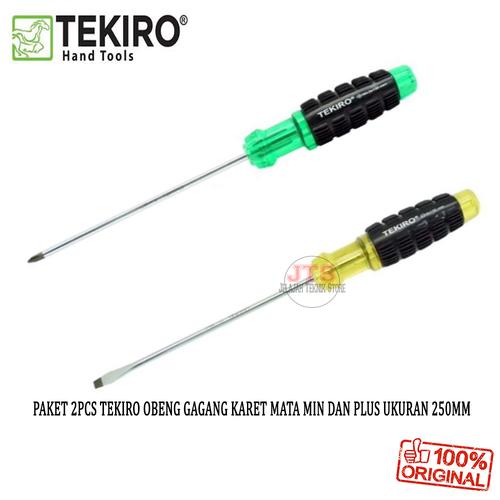 Jual 2PC TEKIRO Obeng Gagang Karet 25cm Mata Min(-) Dan Plus(+) ph2 ...