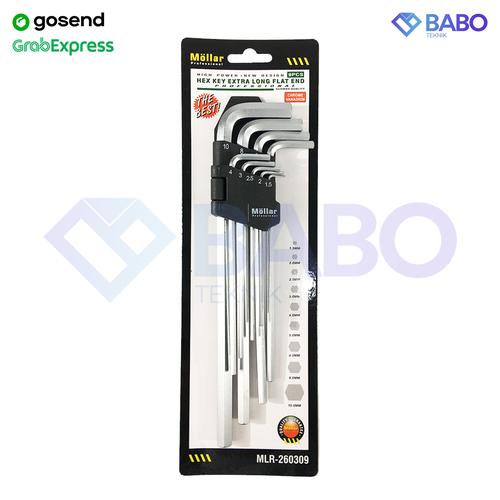 Jual MOLLAR KUNCI L SET PANJANG 9 PCS LONG FLAT HEX KEY 1.5 - 10 MM ...