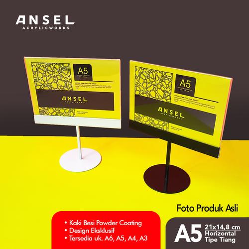 Promo ANSEL Tent Card Acrylic Besi /Tiang A5 Horizontal 21x14,8cm ...
