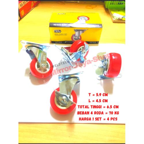 Jual Roda Caster 2 inci Tipe REM Roda PVC RED Roda Troley Caster 2 ...